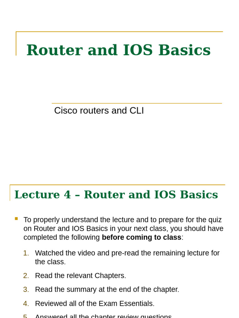 4 - Router and IOS Basics | PDF | Booting | Computer Terminal
