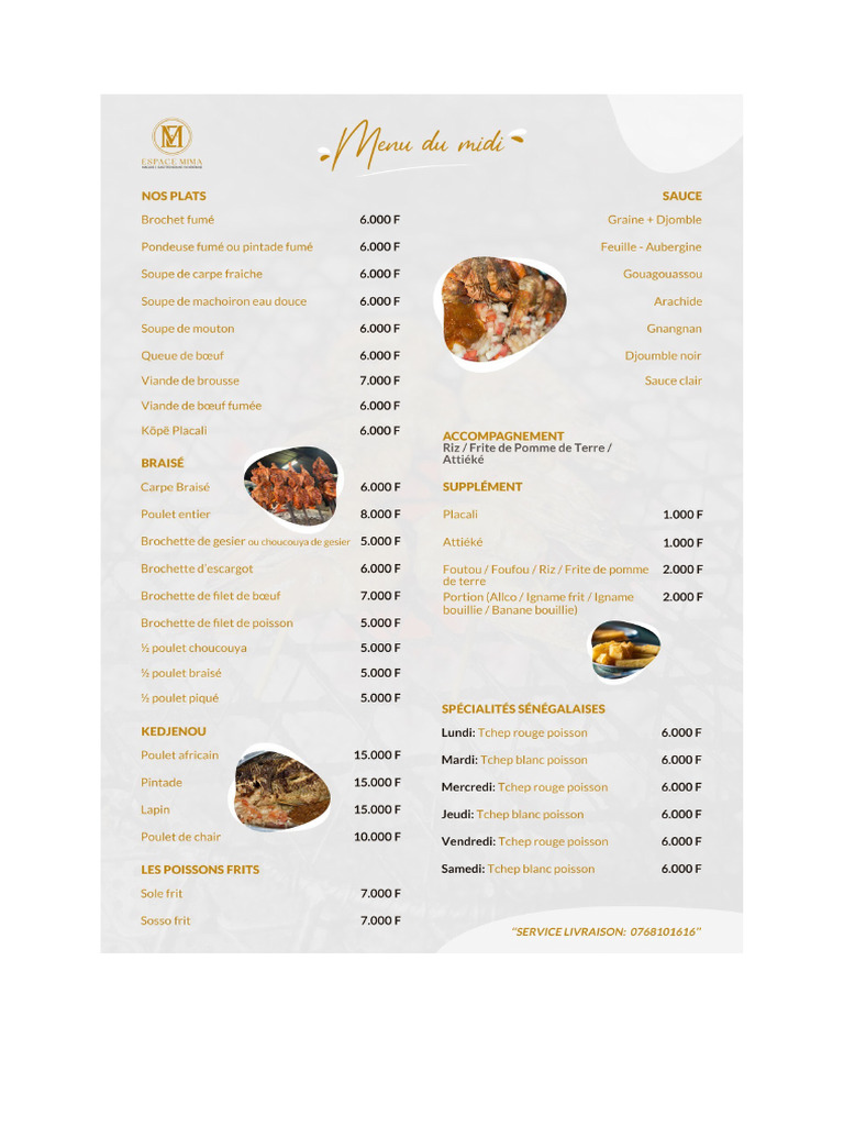 Menu Espace MIMA | PDF