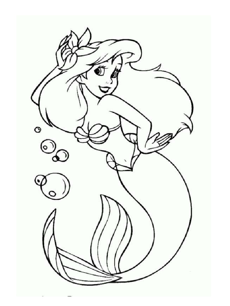 Ariel Coloring Pages For Kids | PDF
