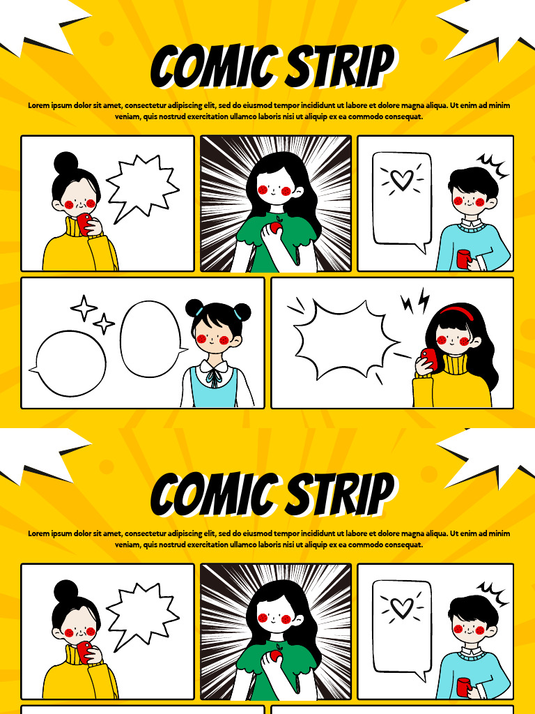 Yellow Playful Illustrative 5 Panel Comic Strip | PDF