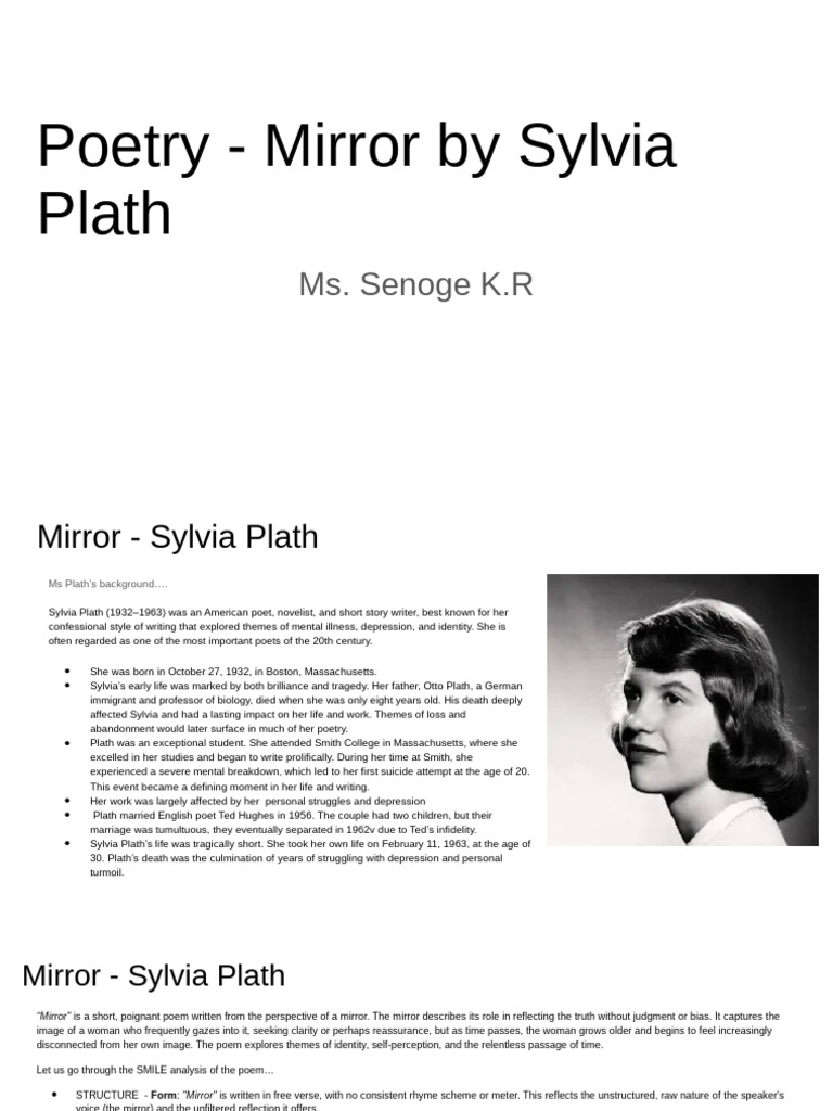 Poetry - Mirror by Sylvia Plath | PDF | Sylvia Plath | Mirror