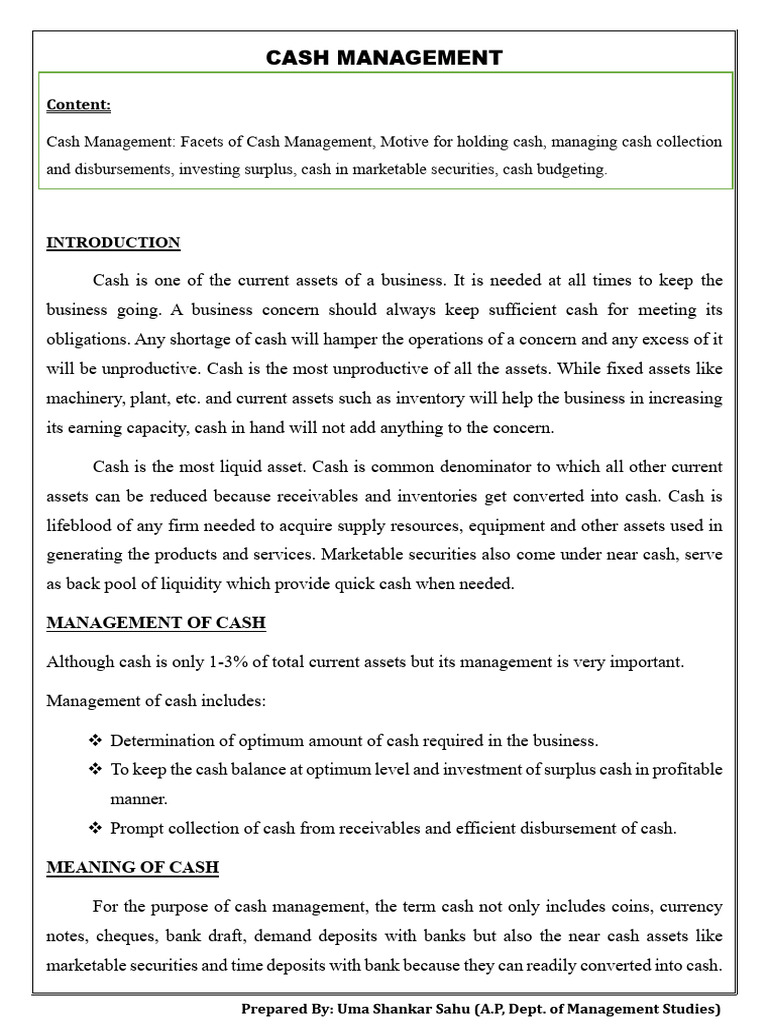 WCM 2 | PDF | Cash | Market Liquidity
