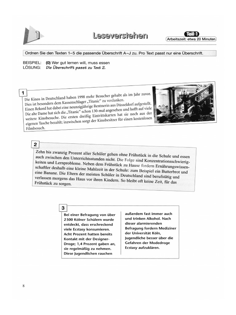 Modelltest 1 Telc B1 Prüfungsvorbereitung | PDF