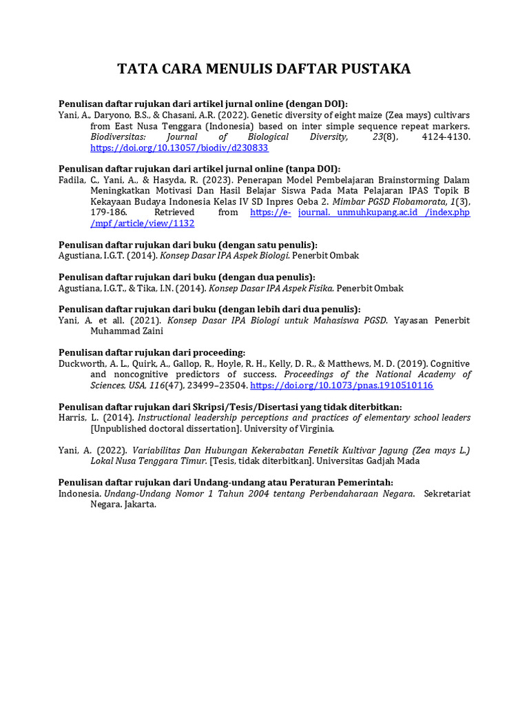 Tata Cara Menulis Daftar Pustaka | PDF