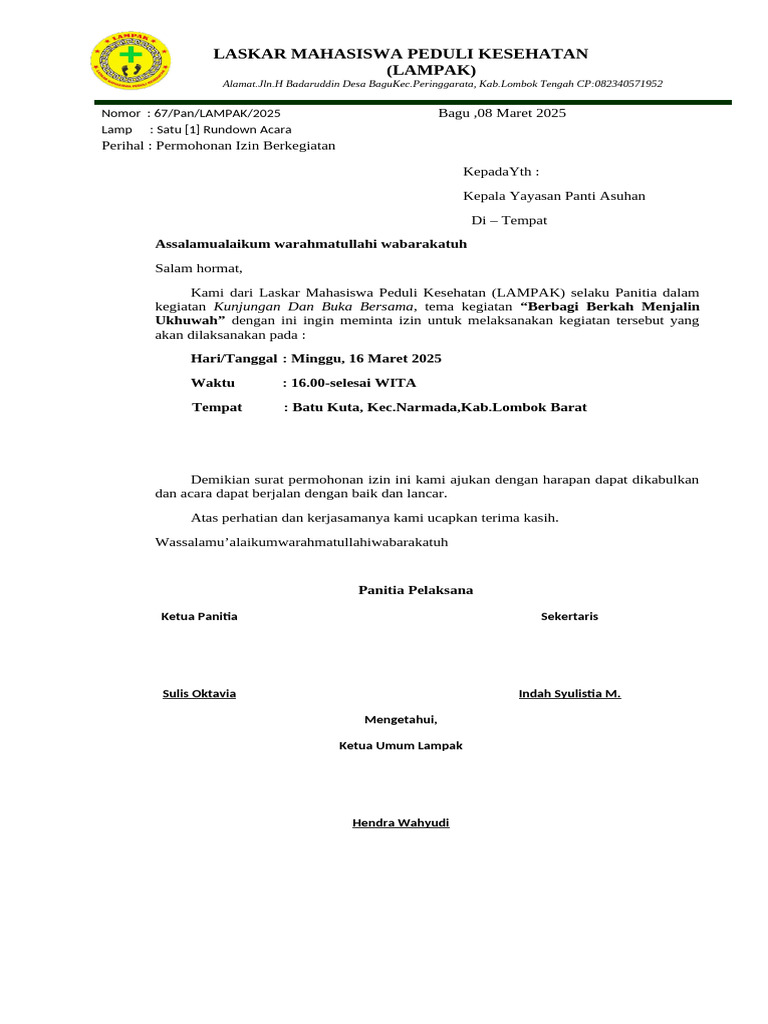 Surat Izin Kegiatan | PDF