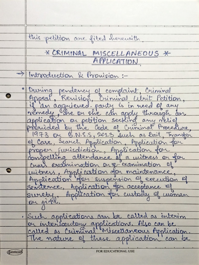 Criminal Miscellaneous Application | PDF
