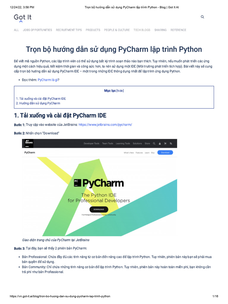 Hướng dẫn sử dụng PyCharm lập trình Python | PDF
