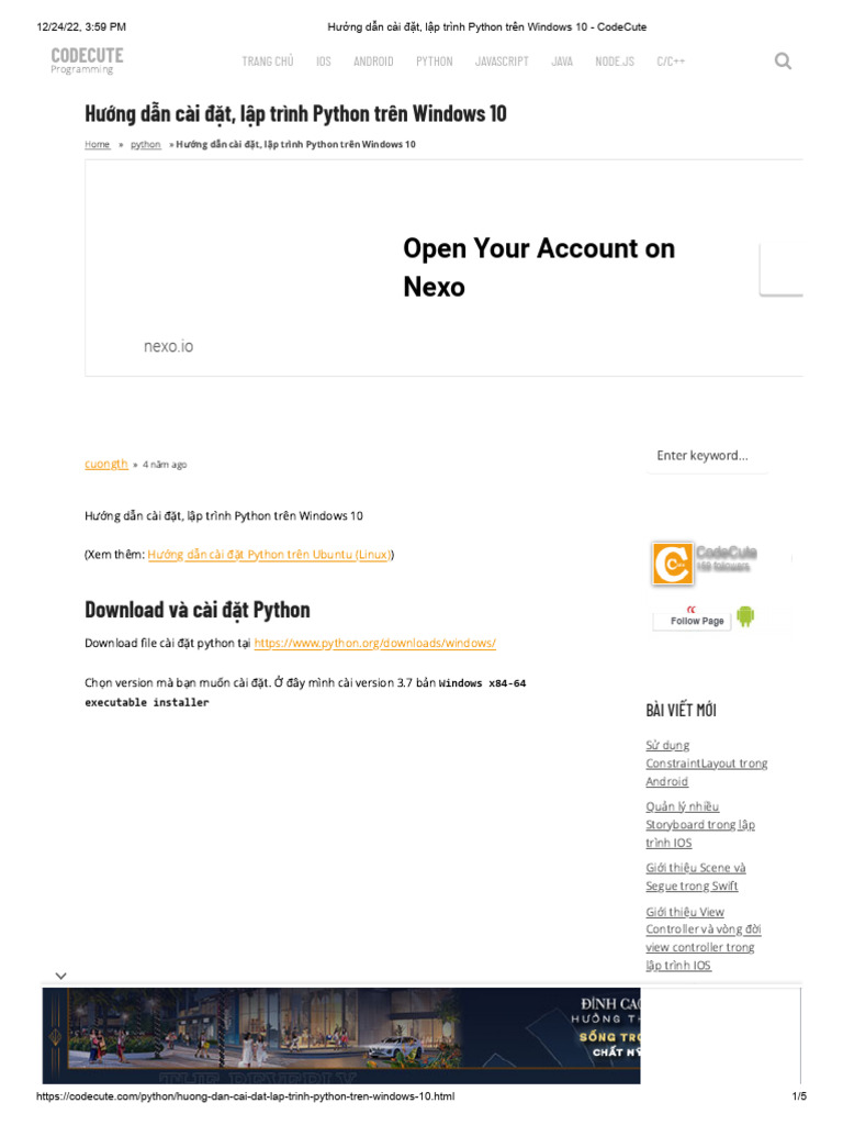 Hướng dẫn cài đặt, lập trình Python trên Windows 10 | PDF