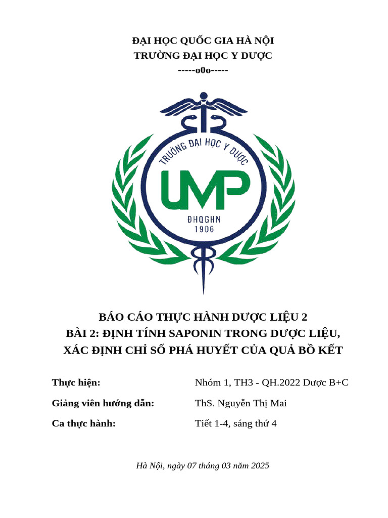 Nhóm 1, TH3, Bài 2 - Saponin | PDF