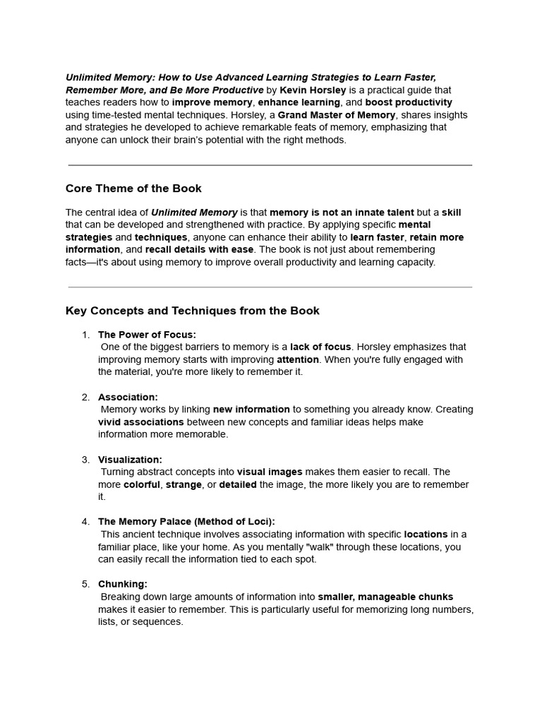 Unlimited Memory_ How to Use Advanced Learning Strategies to Learn ...
