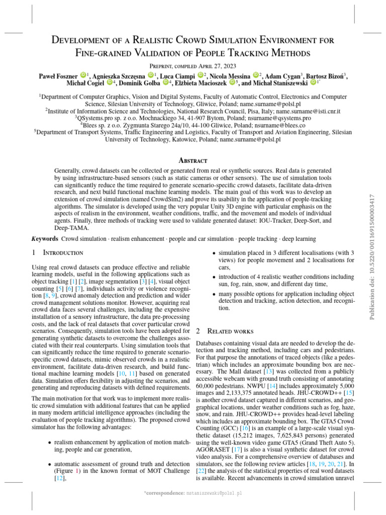 Crowd Simulation Preprint | PDF | Simulation | Rendering (Computer Graphics)