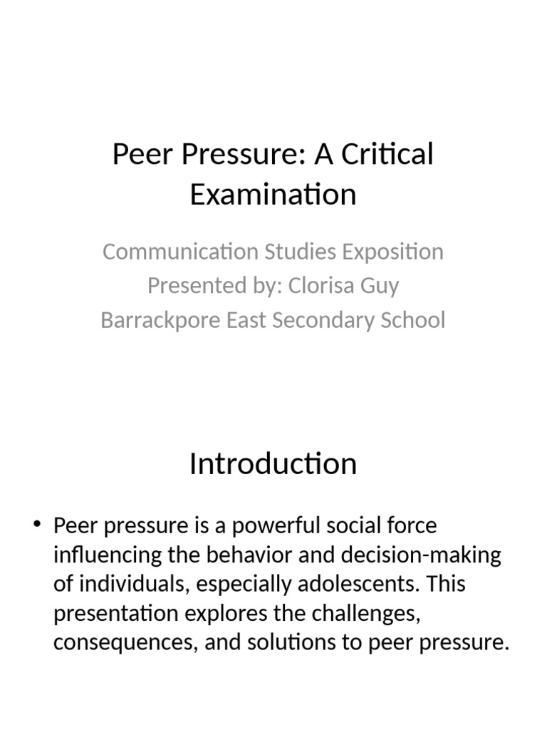 Peer Pressure Exposition | PDF