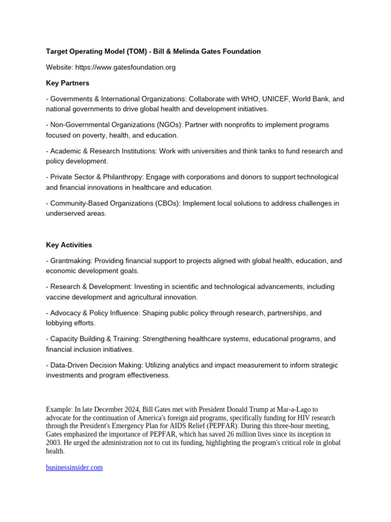 Target Operating Model (TOM) - Bill & Melinda Gates Foundation | PDF ...