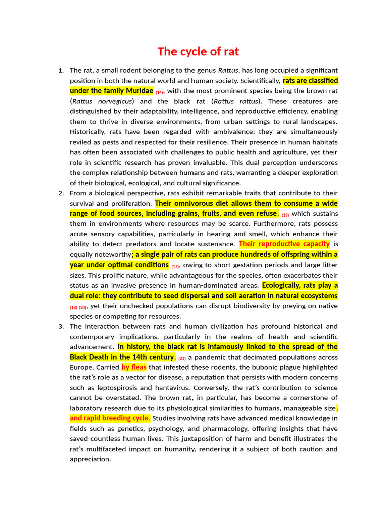 Life Cycle of Rats Explained | PDF | Rat | Ecology