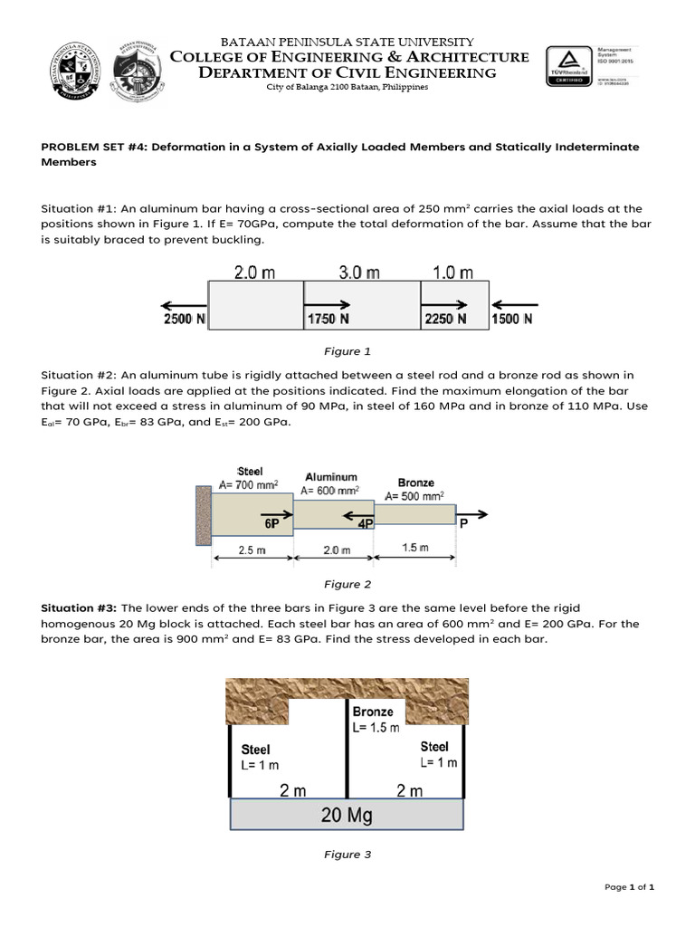 PS4 - Deformation in A System of Axially Loaded Members and Statically ...
