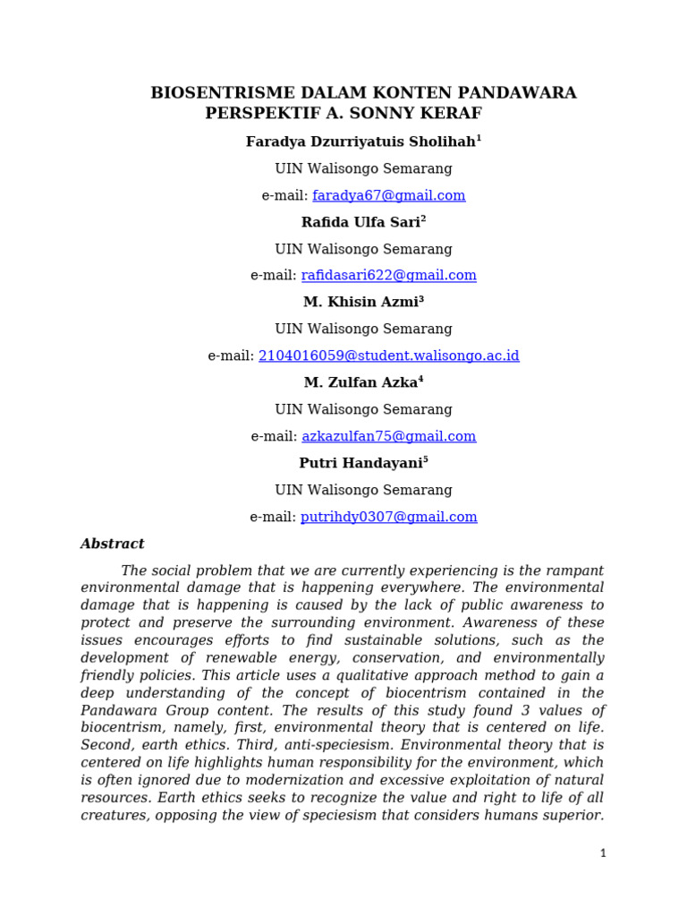 Biosentrisme - Dalam - Konten - Pandawara - Perspektif - A. - Sonny ...