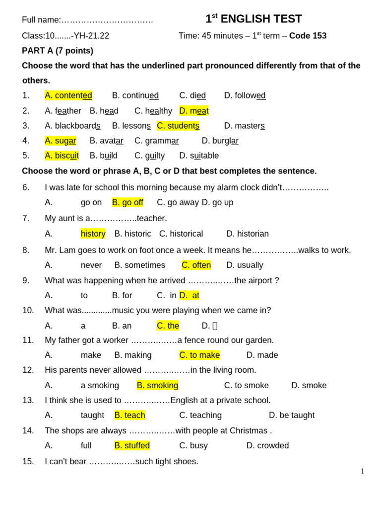 Anh 10-Luyen Thi HK1-De 1-HS | PDF | Nobel Prize