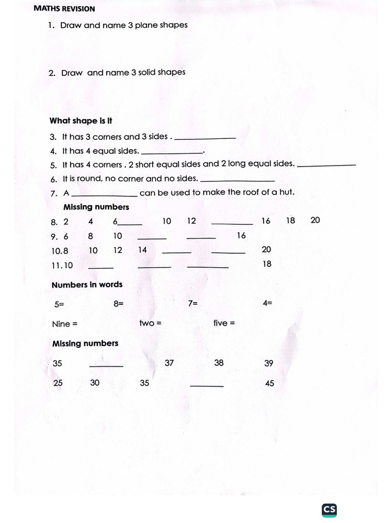 Maths Revision 1 | PDF