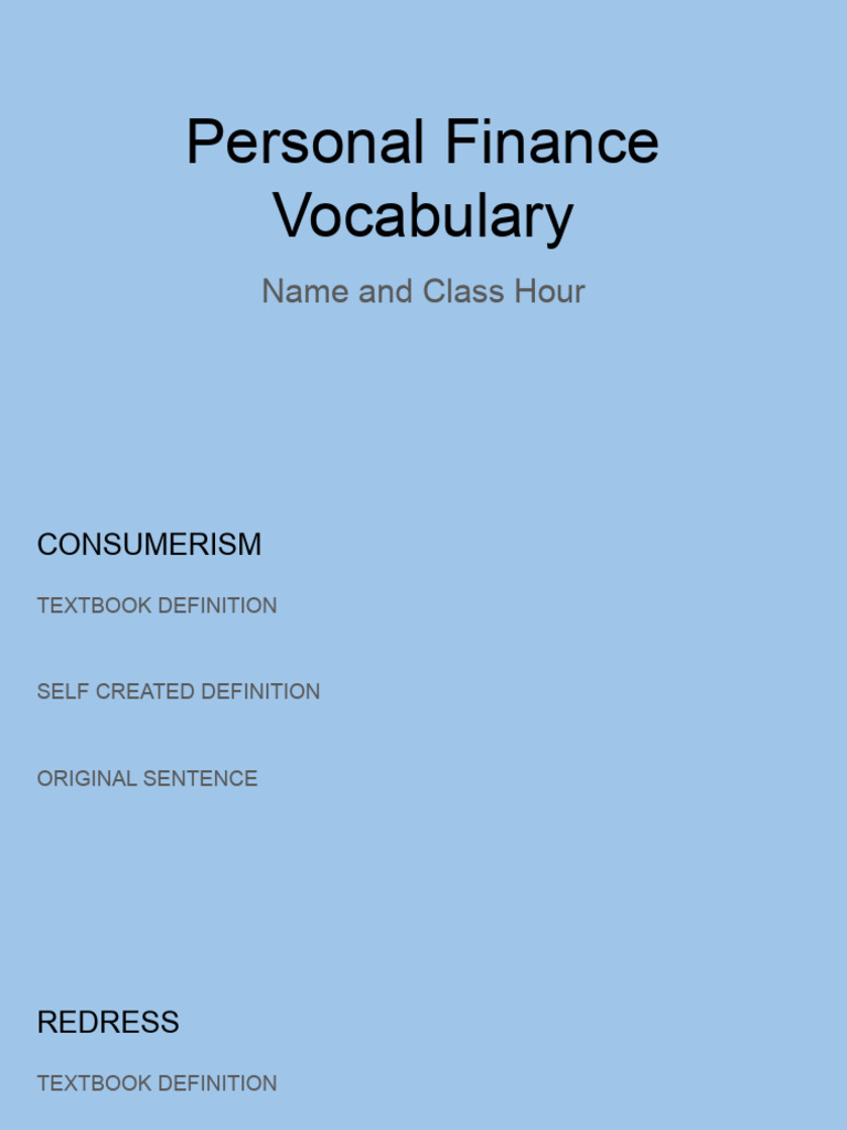 Personal Finance Vocabulary | PDF