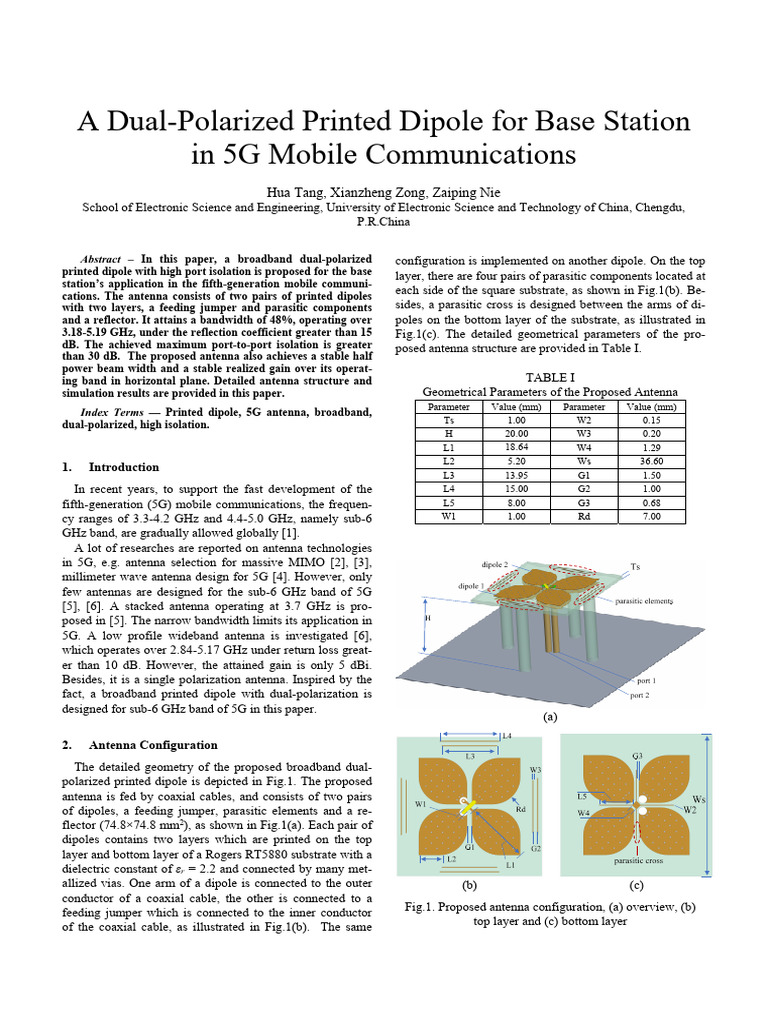A Dual-Polarized Printed Dipole For Base Station in 5G Mobile ...