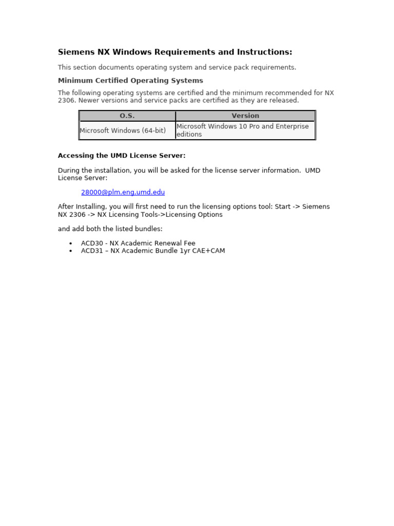 Siemens NX 2306 System Requirements | PDF