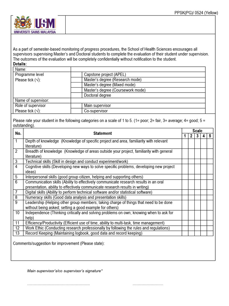 05 Evaluation Form On Student | PDF | Skill | Learning