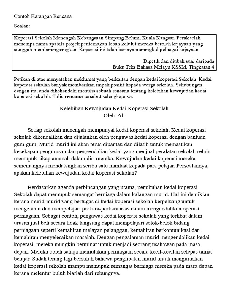 Contoh Karangan Rencana | PDF