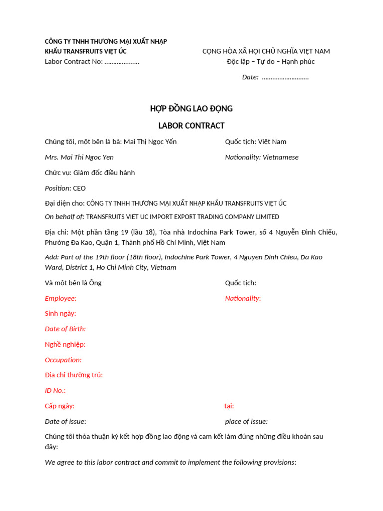 Labor Contract | PDF