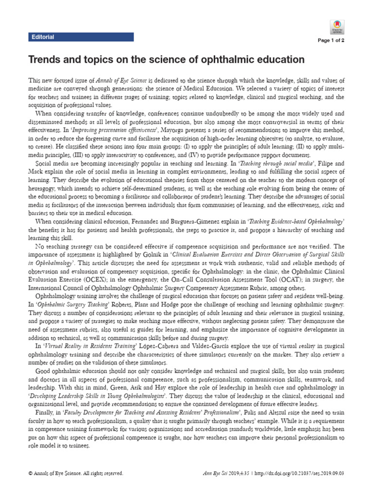 Trends and Topics On The Science of Opht | PDF | Ophthalmology ...