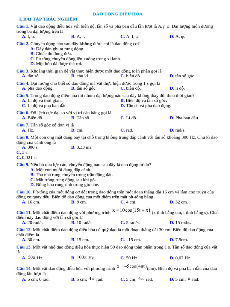 1. Ôn Tập Giữa Kì 11 | PDF