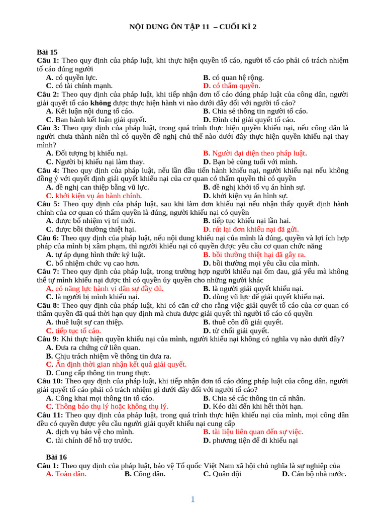 Nội dung ôn tập HS CK 2 | PDF