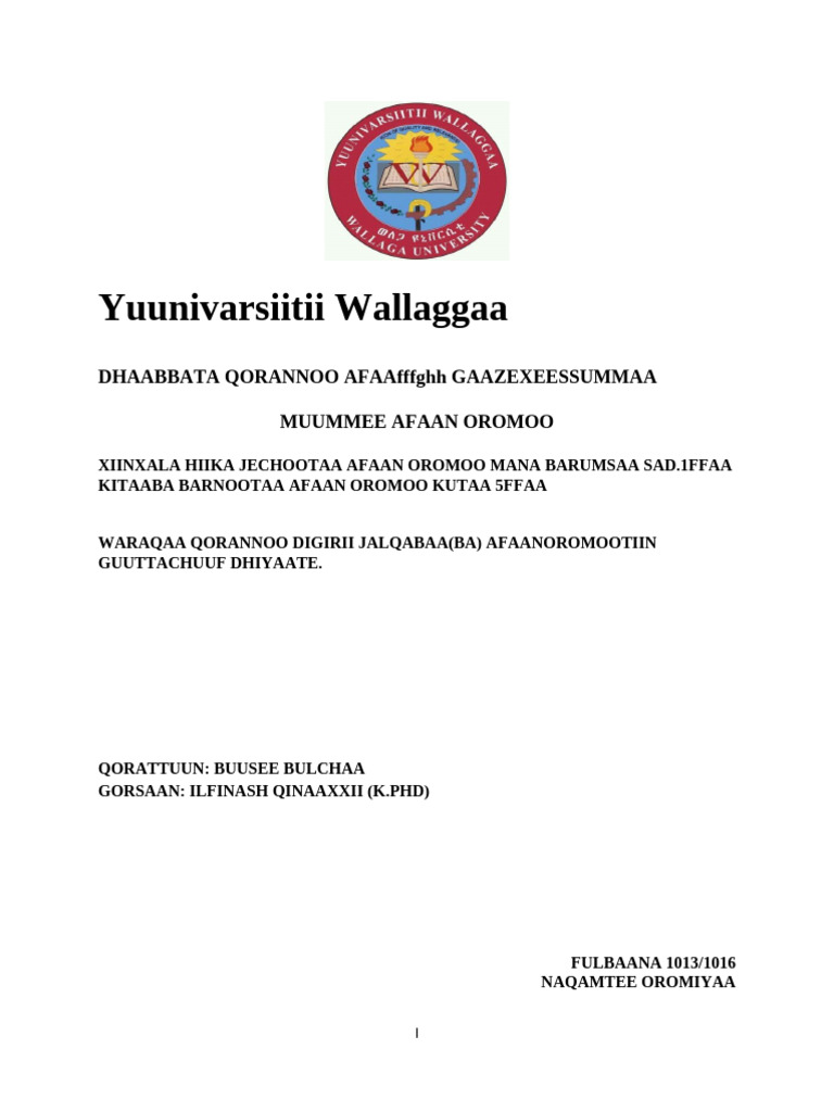 44 Qorannoo Busee Bulchaa Isa Sirraa'e 44 | PDF