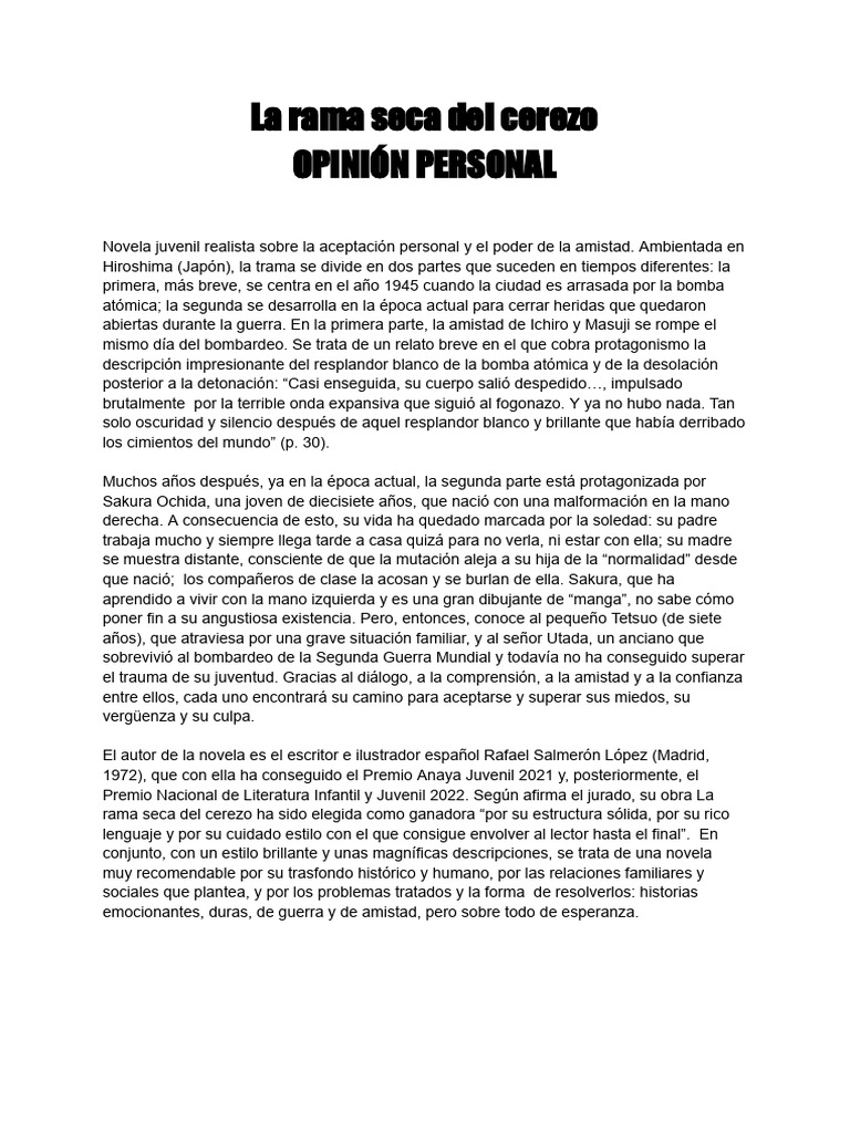 La Rama Seca Del Cerezo OPINIÓN PERSONAL | PDF