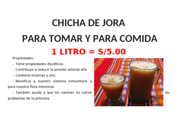 Chicha de Jora para Tomar y para Comida | PDF