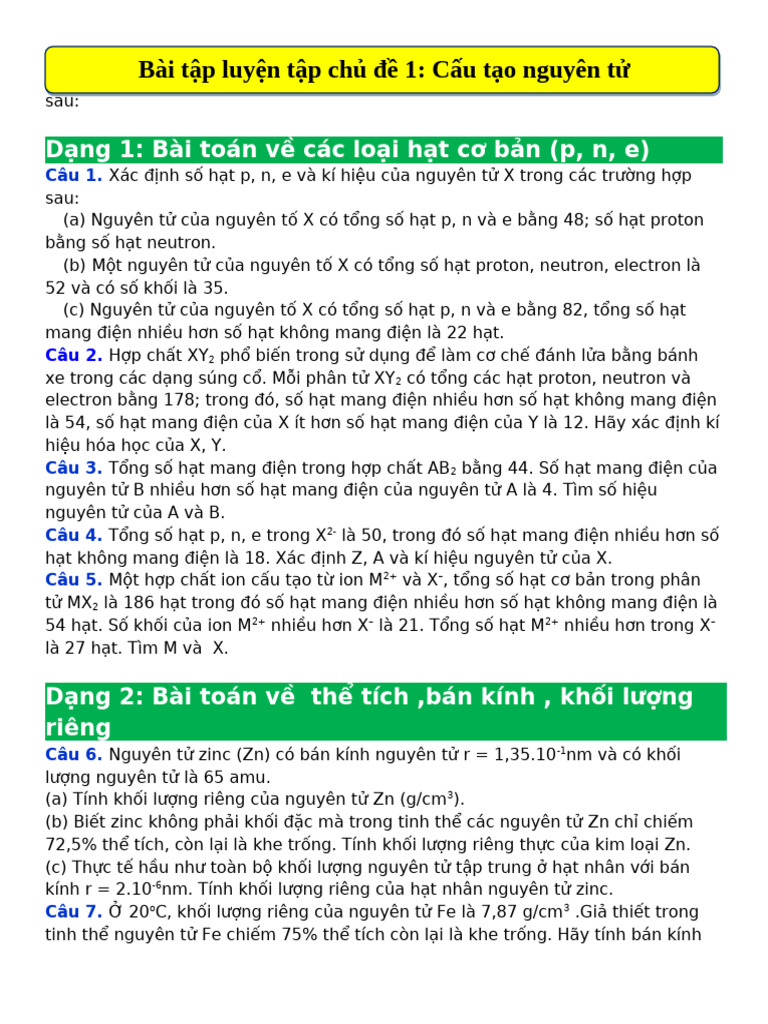 [BAI TAP] Cau tao nguyen tu | PDF