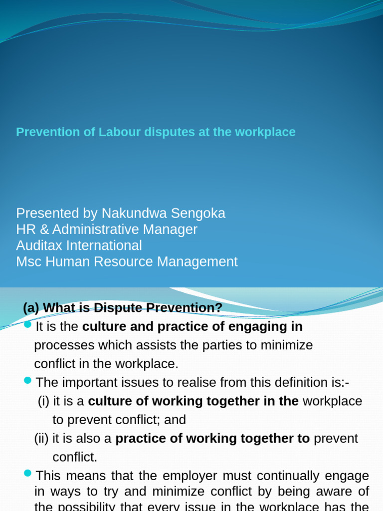 Workplace Labour Dispute Prevention Guide | PDF | Employment | Human ...