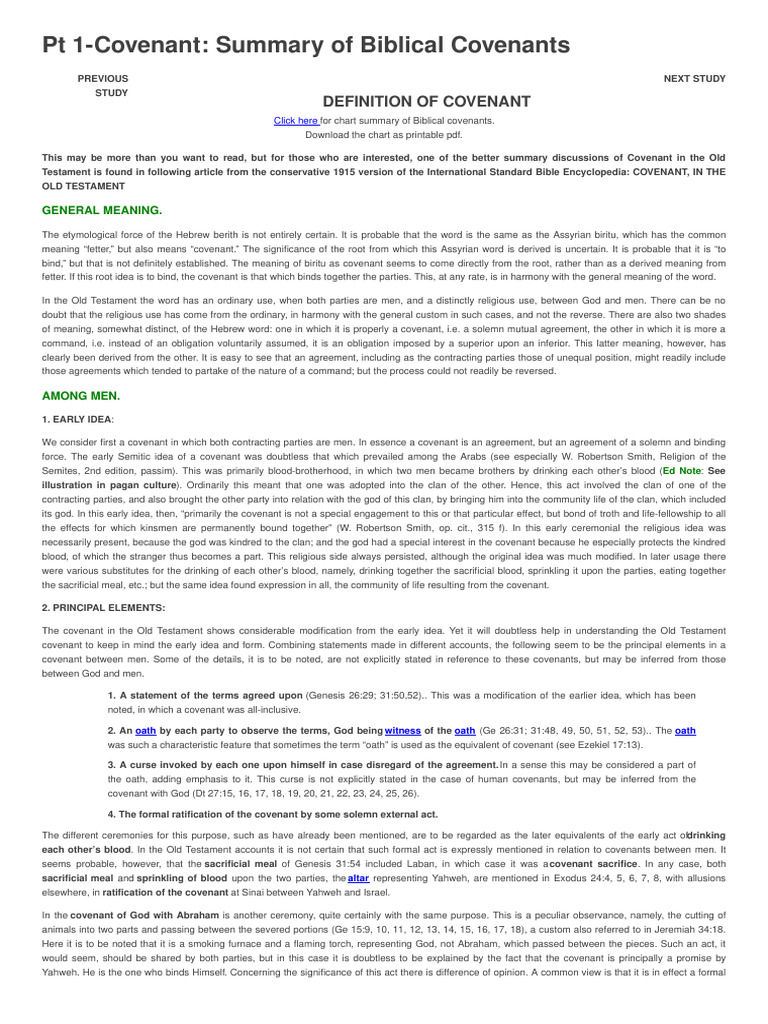 PT 1-Covenant Summary of Biblical Covenants | PDF | Covenant (Biblical) | Abraham