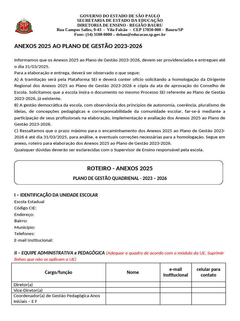 Anexos 2025 ao Plano de Gestão 2023-2026 | PDF | Educação Especial ...
