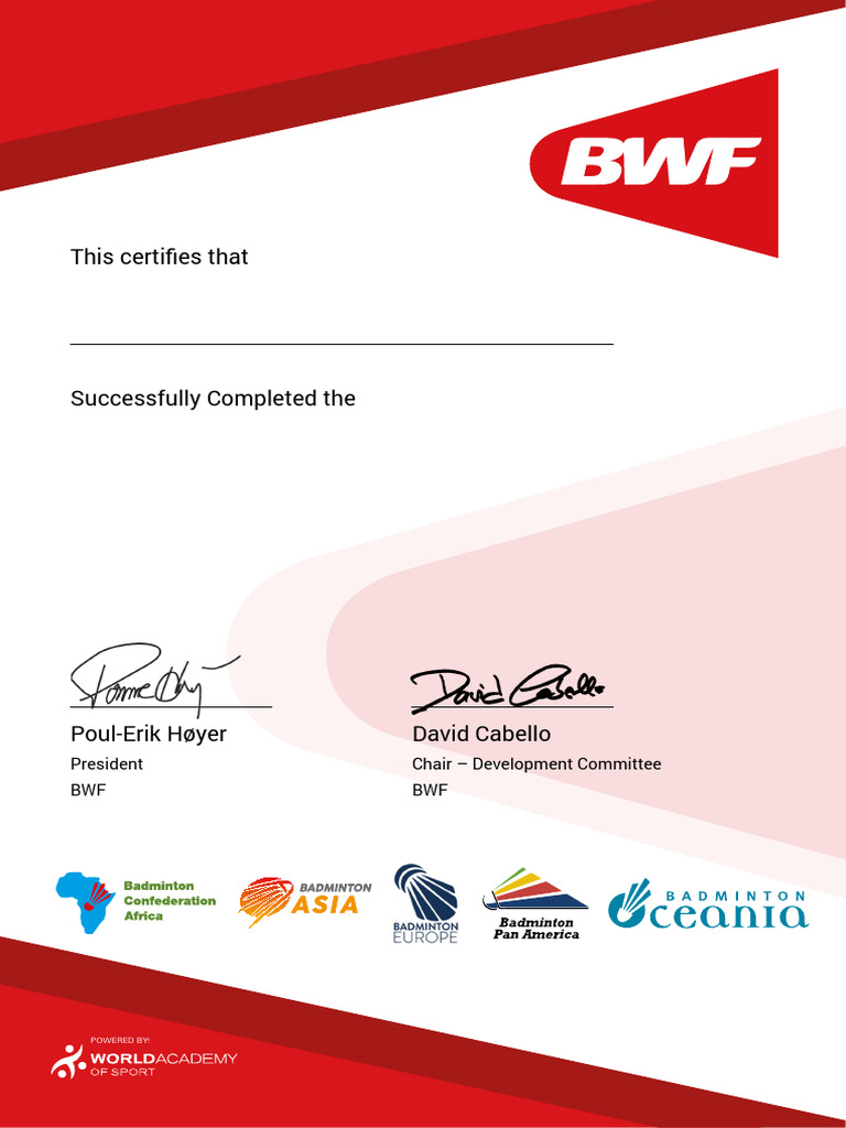 BWF Coach Education Level 1 Online Component | PDF