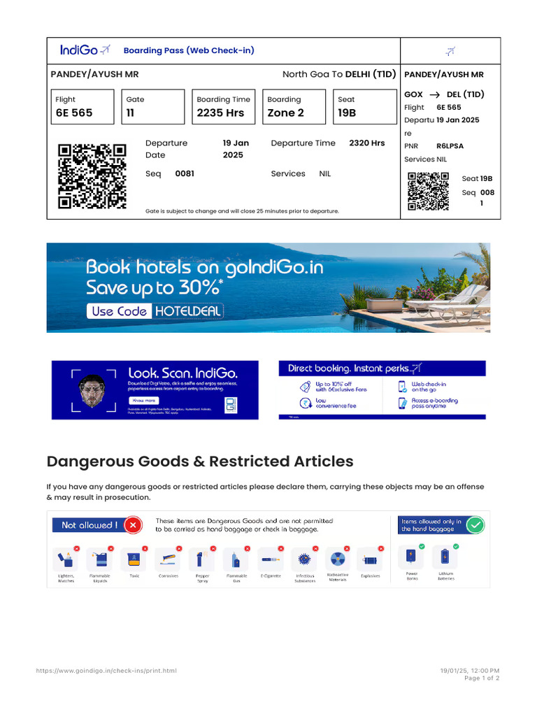 Flight Details for Ayush Pandey: 6E 565 | PDF | Aviation