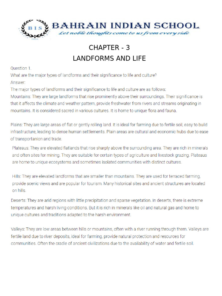 Landforms and Life: Class 6 Overview | PDF | River | Himalayas