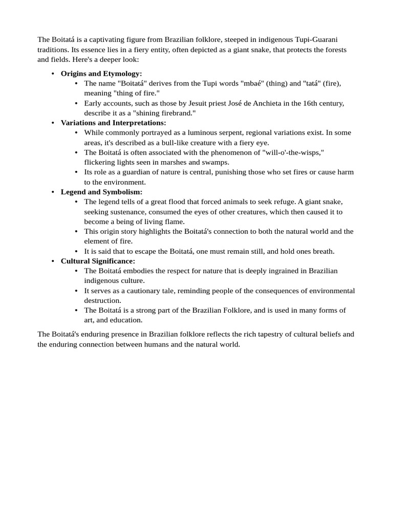 Boitatá: Guardian of Brazilian Folklore | PDF