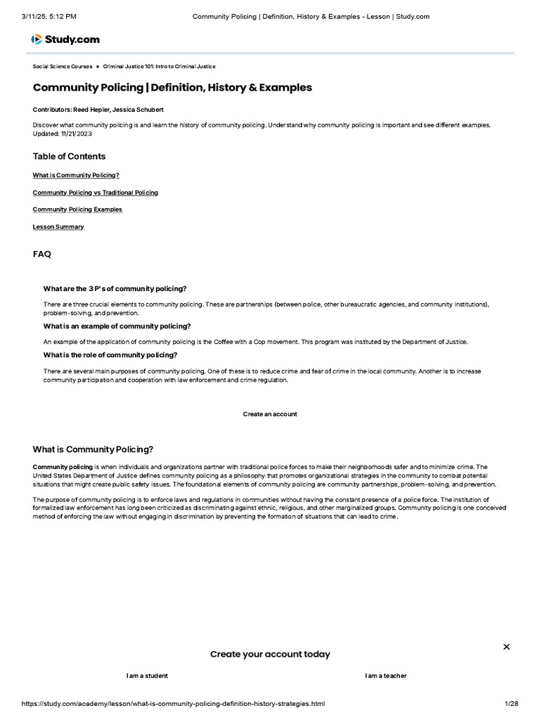 Community Policing: Definition & Examples | PDF | Police | Crimes