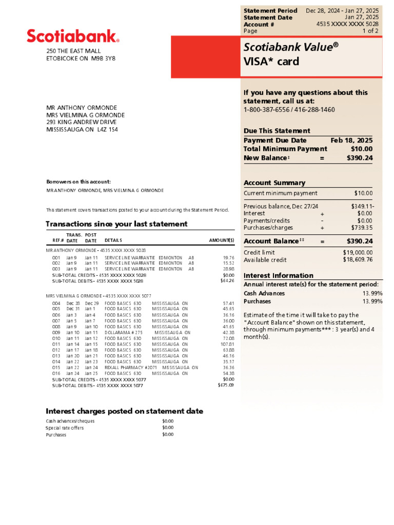 January 2025 E-Statement | PDF | Credit Card | Interest