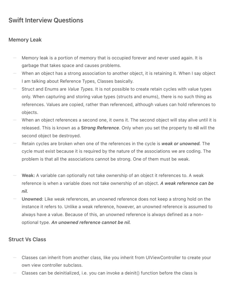 Swift Interview Questions | PDF | Class (Computer Programming) | Method (Computer Programming)