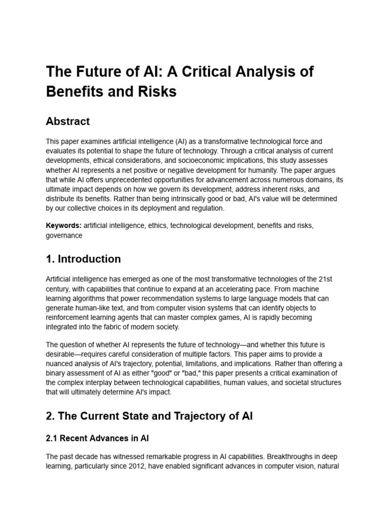 Ai S Future Benefits Risks And Ethics Pdf Artificial