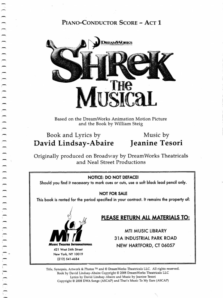 Shrek Piano Score Comprimido Comprimido | PDF