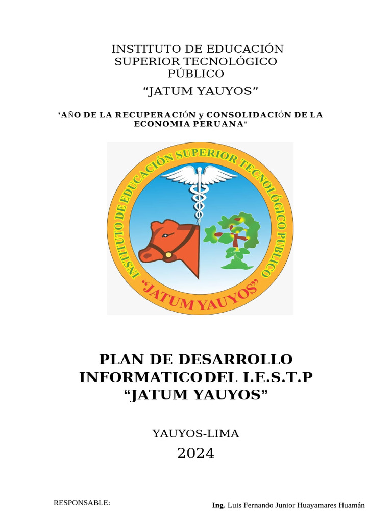 Plan de Desarrollo Informático IESTP Jatum Yauyos | PDF | Moodle ...