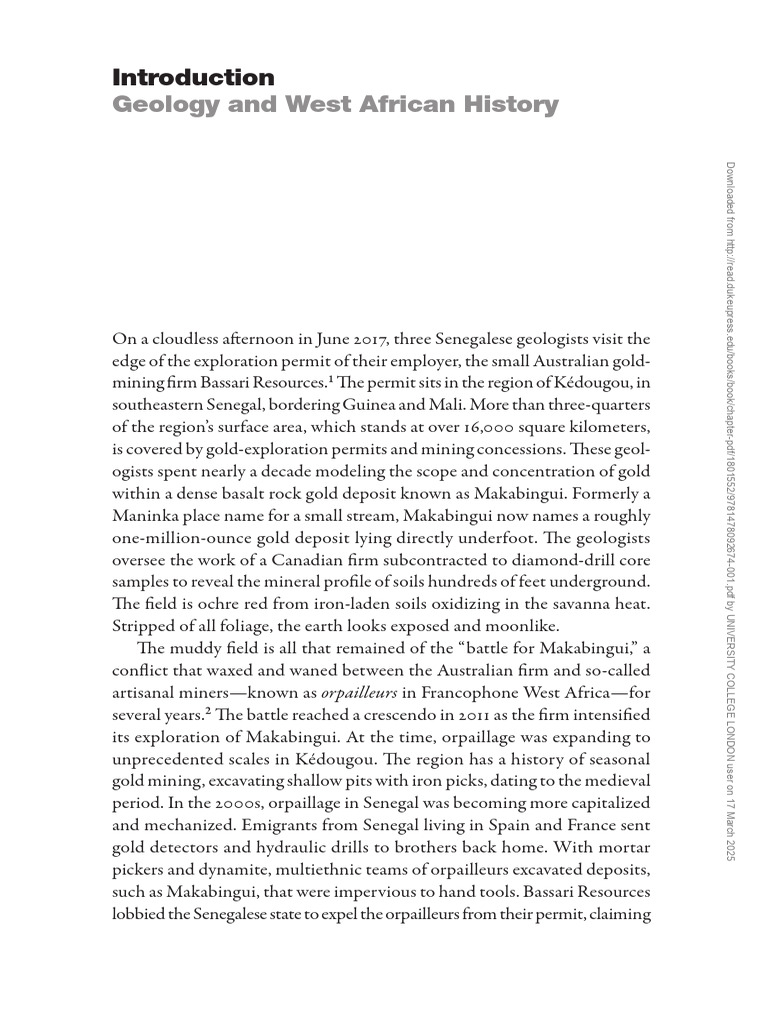 A Ritual Geology - Gold and Subterranean Knowledge in Savannah West ...