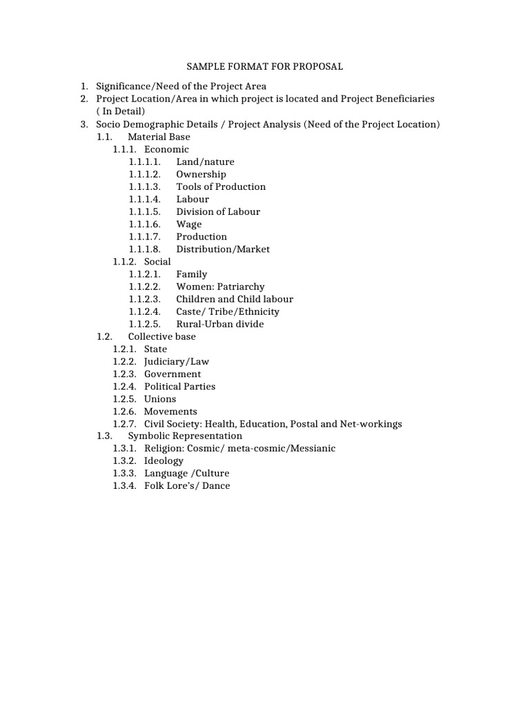 SAMPLE FORMAT FOR A Mini PROPOSAL | PDF